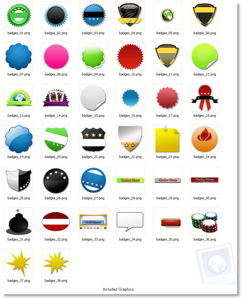 27 Web Page Badges - PNG Graphics - Private Label Rights