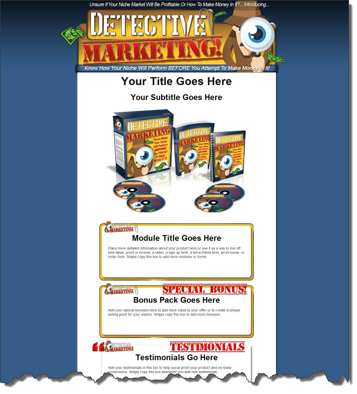 Detective Marketing - Website Template - Master Resale Rights