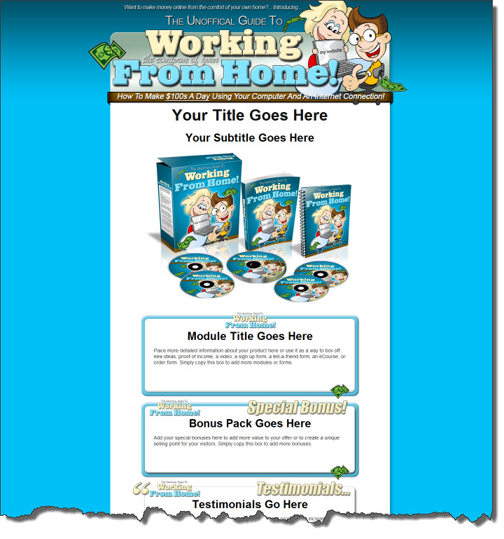 Working From Home - Website Template - Master Resale Rights